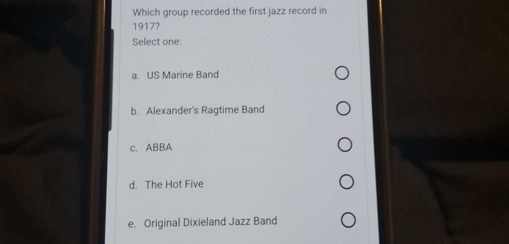 Solved Which group recorded the first jazz record in | Chegg.com