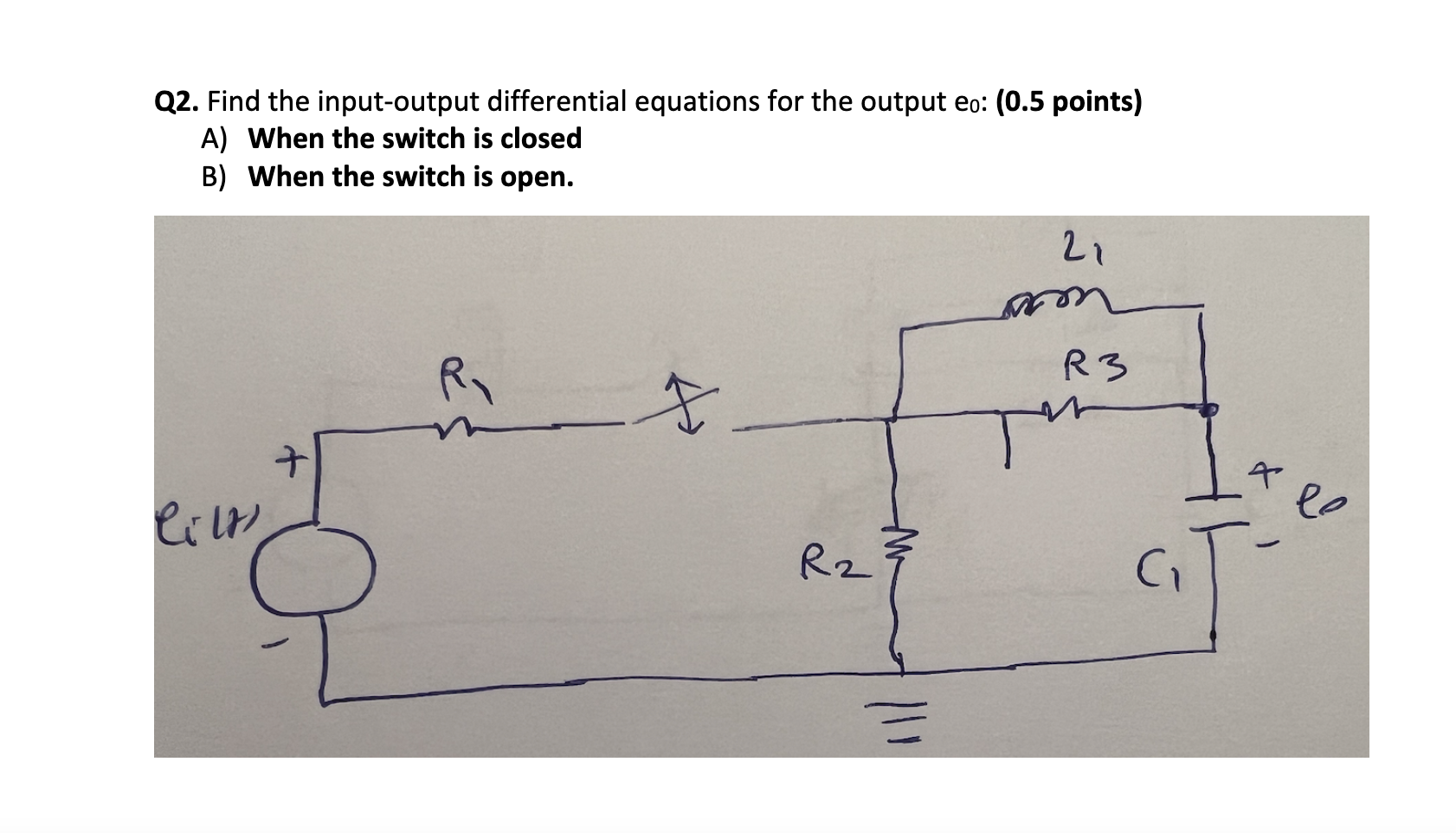 Solved Q2. ﻿Find the input-output differential equations for | Chegg.com