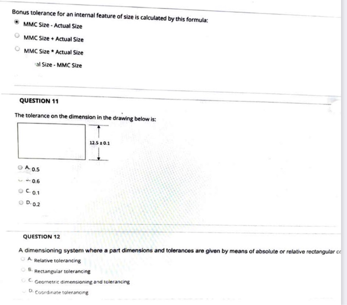 Solved QUESTION 9 The LMC and MMC sizes for the hole in the | Chegg.com