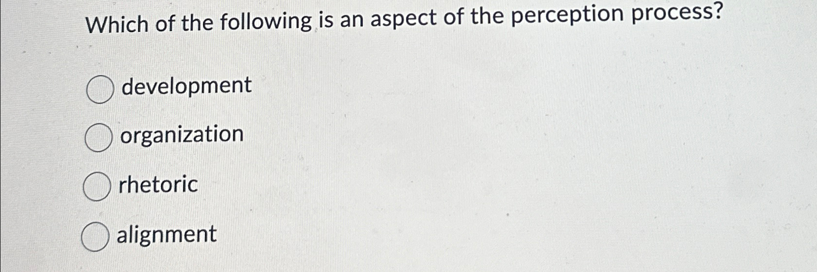 Solved Which of the following is an aspect of the perception | Chegg.com