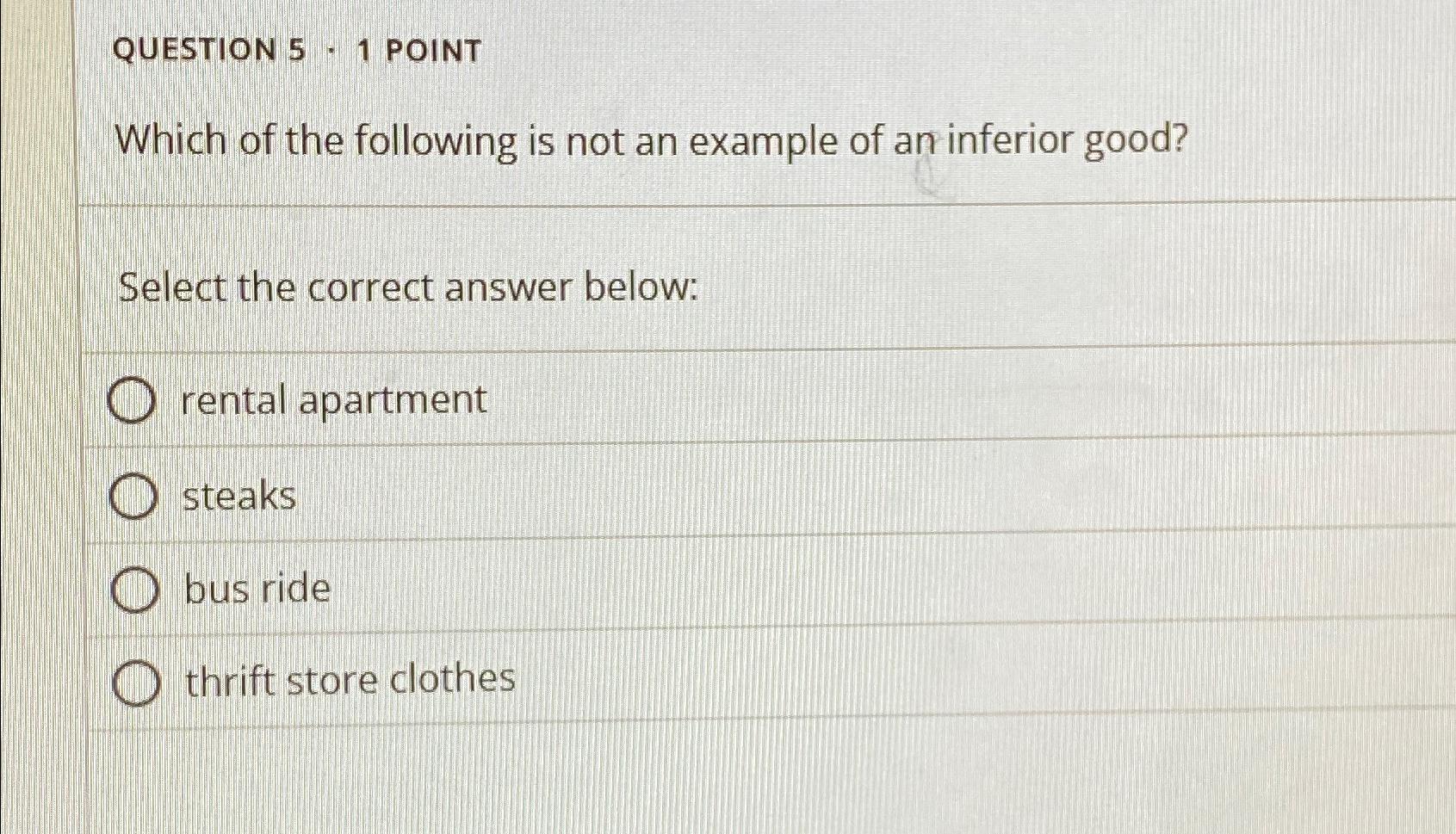 Solved QUESTION 5 - 1 ﻿POINTWhich of the following is not an | Chegg.com