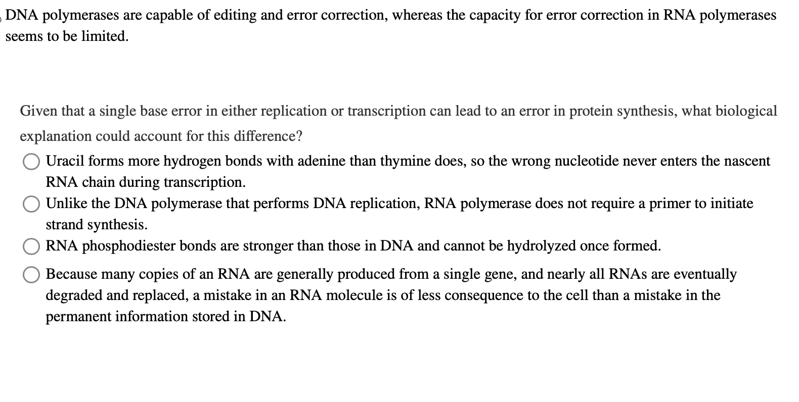 Solved Dna Polymerases Are Capable Of Editing And Error
