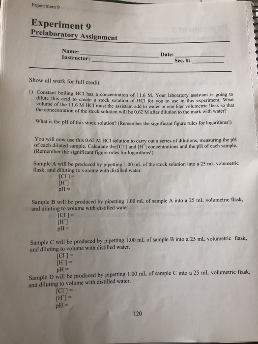 Solved Experiment 9 Experiment 9 Prelaboratory Assignment | Chegg.com