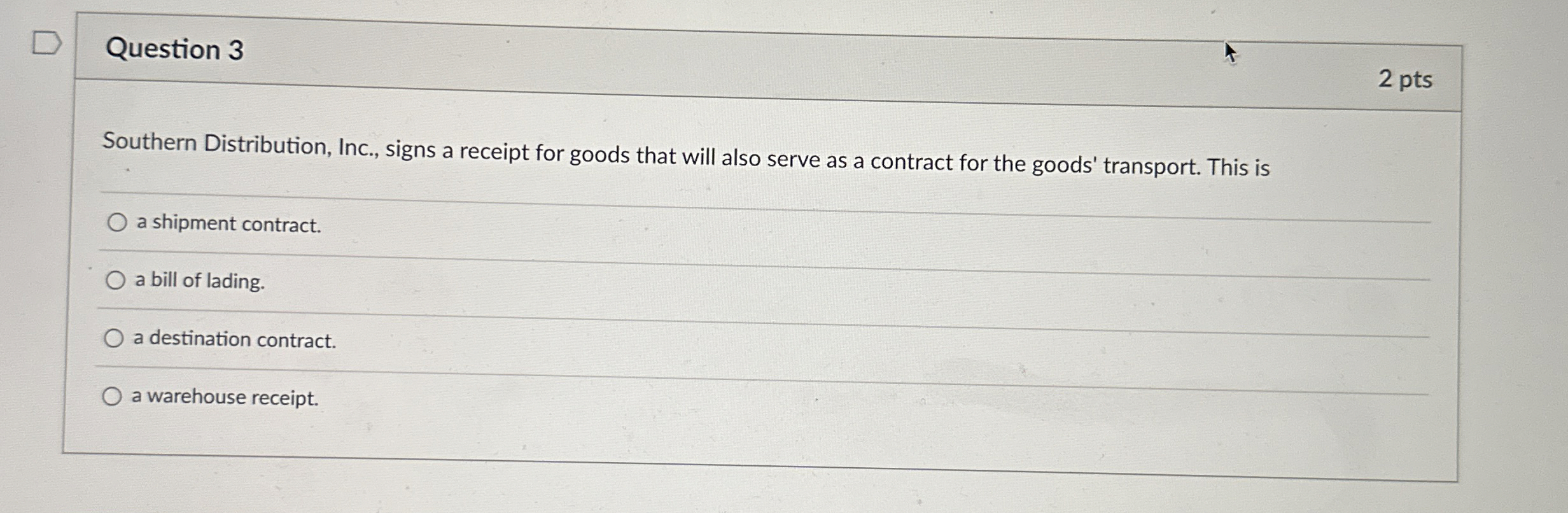 Solved Question 32 ﻿ptsSouthern Distribution, Inc., signs a | Chegg.com