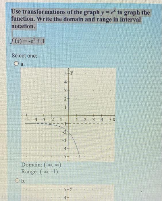 Solved Use transformations of the graph y = ef to graph the | Chegg.com
