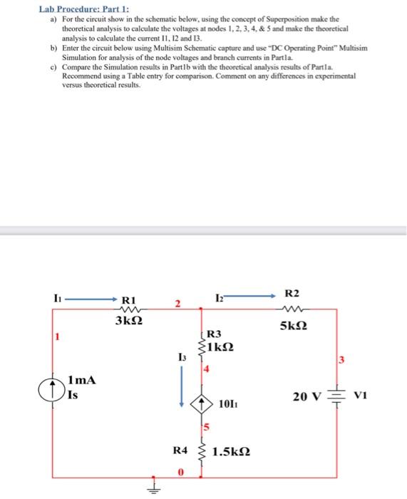 Solved Lab Procedure: Part 1: a) For the circuit show in the | Chegg.com