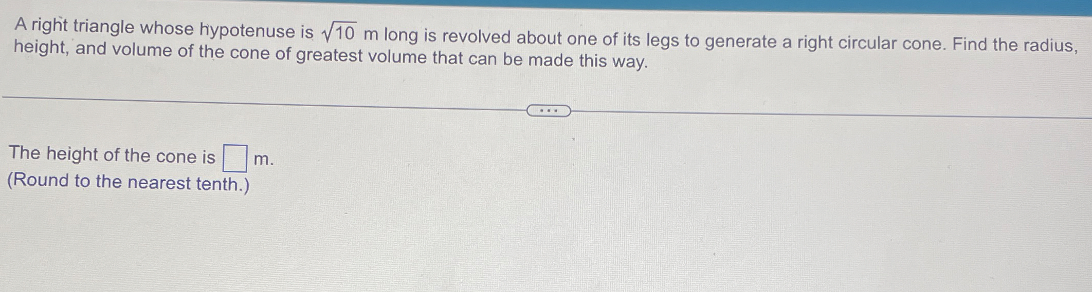 Solved A right triangle whose hypotenuse is 102m ﻿long is | Chegg.com