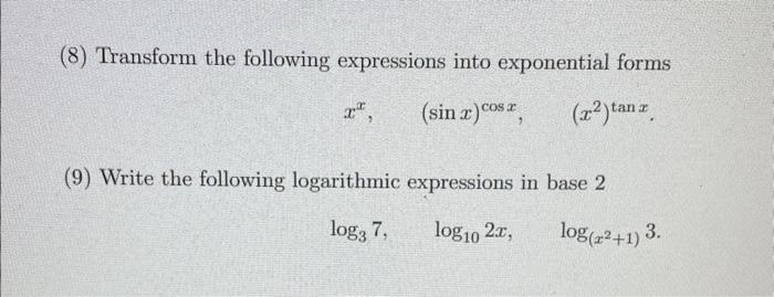 Solved (8) Transform the following expressions into | Chegg.com