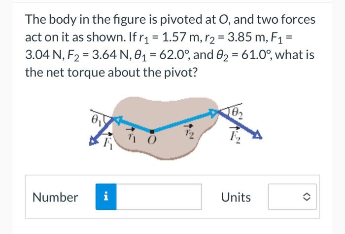 Solved The body in the figure is pivoted at O, and two | Chegg.com