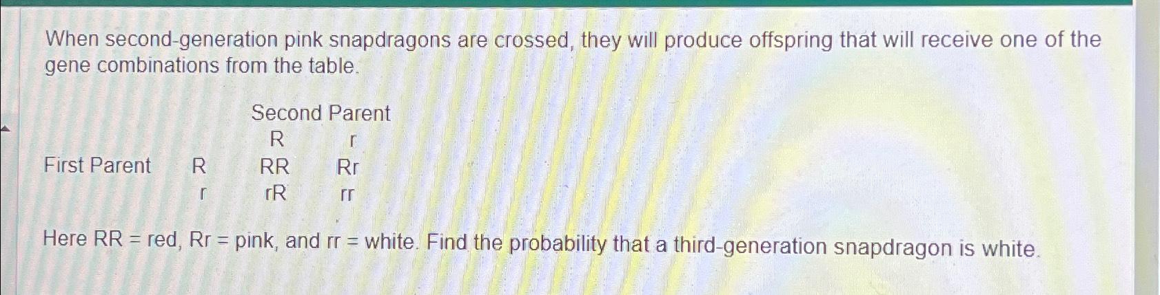 Solved When second-generation pink snapdragons are crossed, | Chegg.com