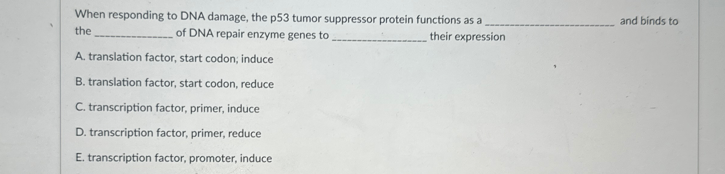 Solved When responding to DNA damage, the p53 ﻿tumor | Chegg.com