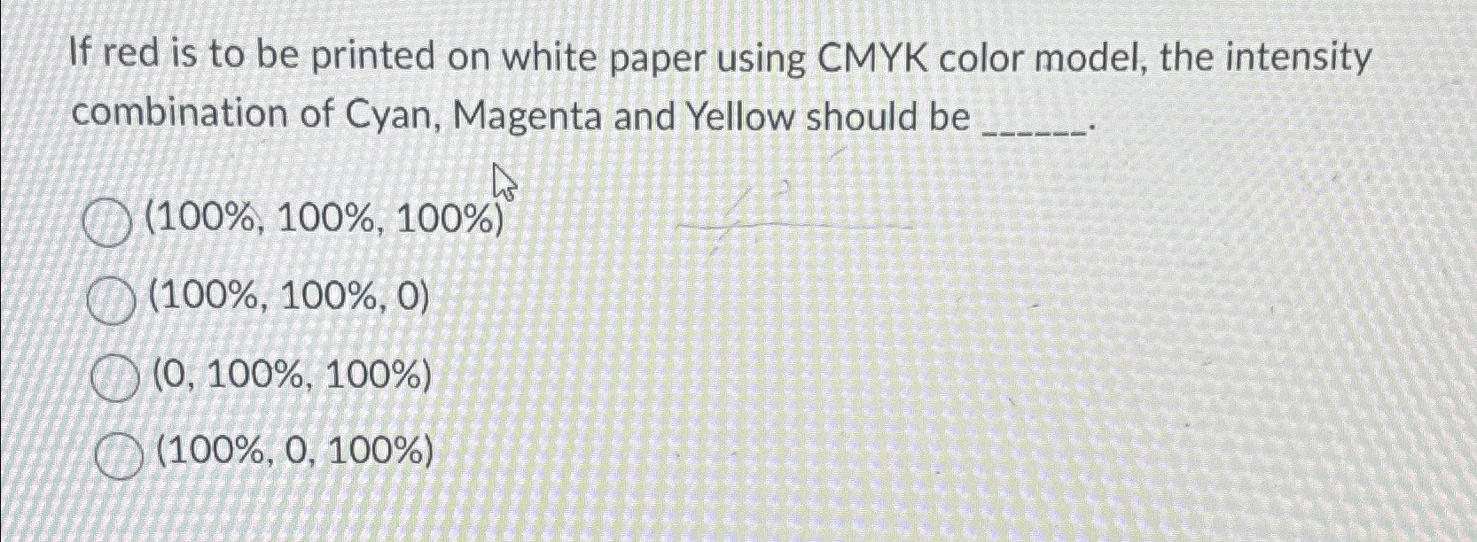 Solved If red is to be printed on white paper using CMYK | Chegg.com