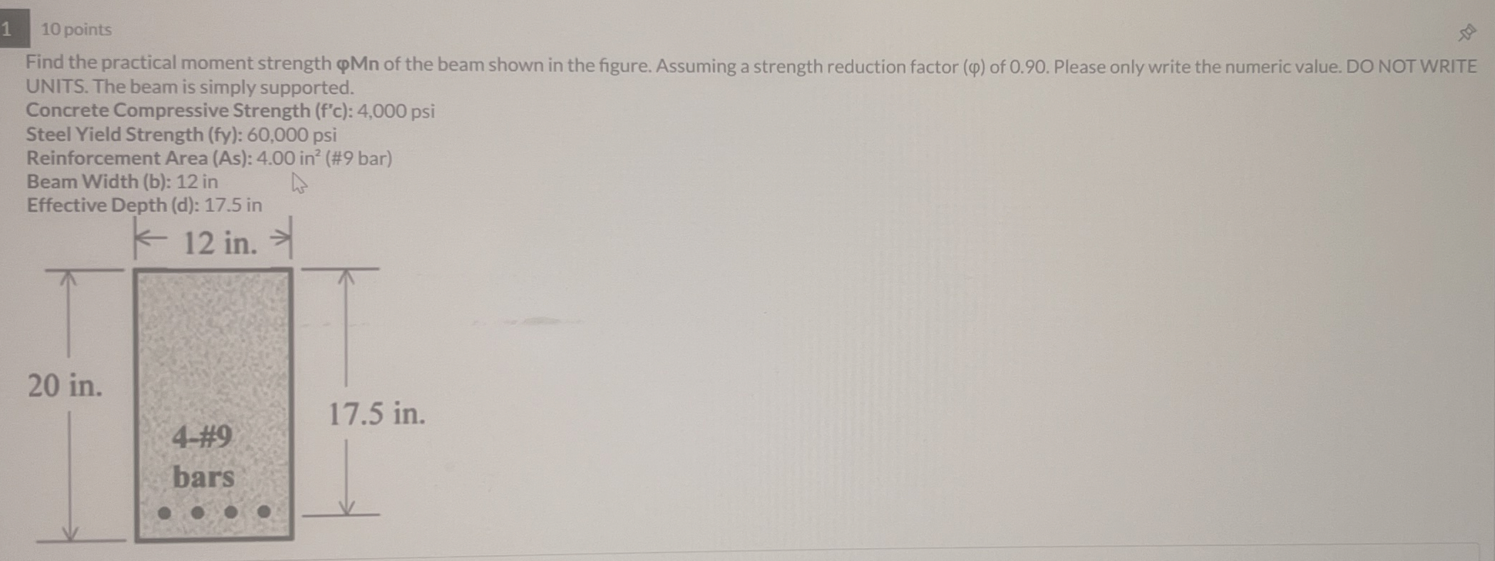 Solved 110 ﻿pointsFind the practical moment strength φMn ﻿of | Chegg.com