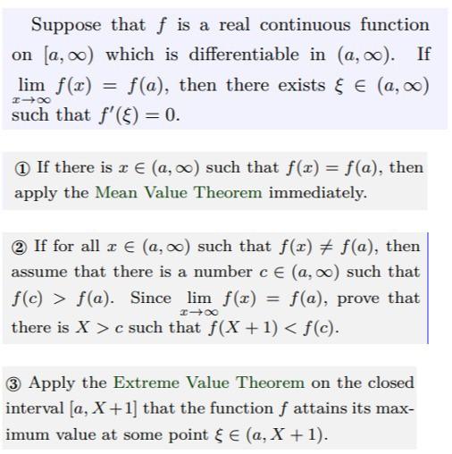 Solved Suppose That F Is A Real Continuous Function On A∞ 