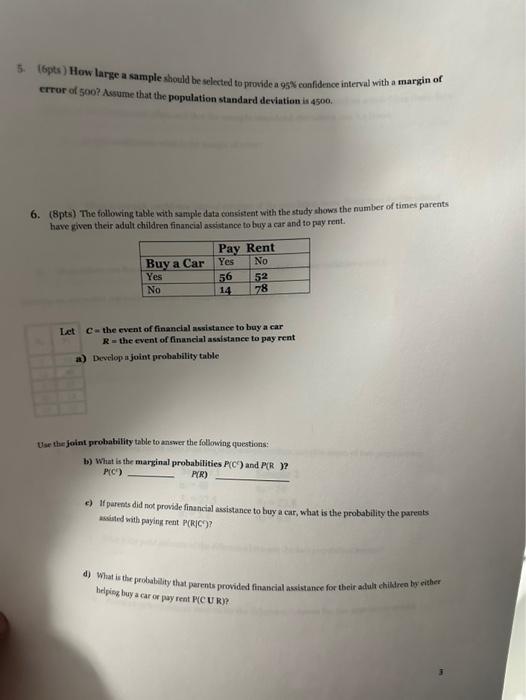 Solved 5. (6pts) How large a sample should be selected to | Chegg.com
