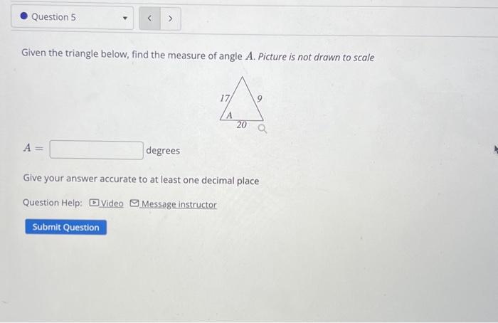 Solved Given the triangle below, find the measure of angle | Chegg.com