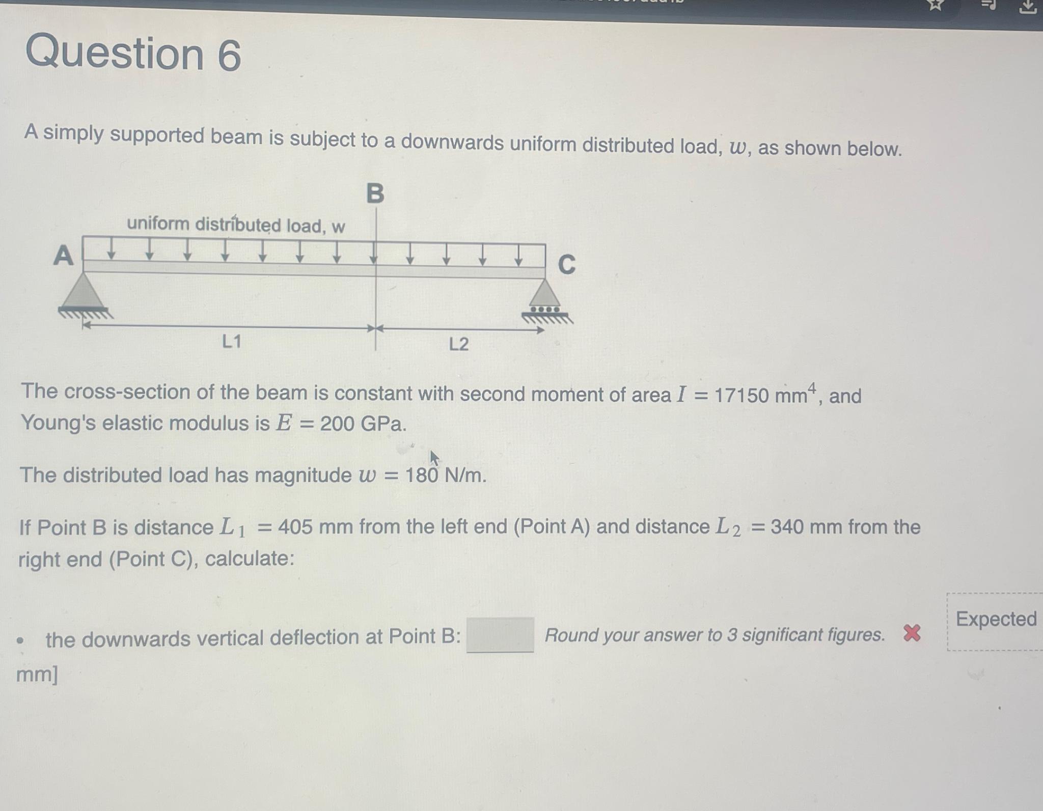 Question 6A simply supported beam is subject to a | Chegg.com