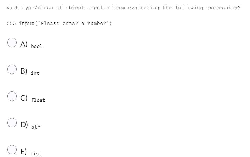 Solved What type/class of object results from evaluating the | Chegg.com