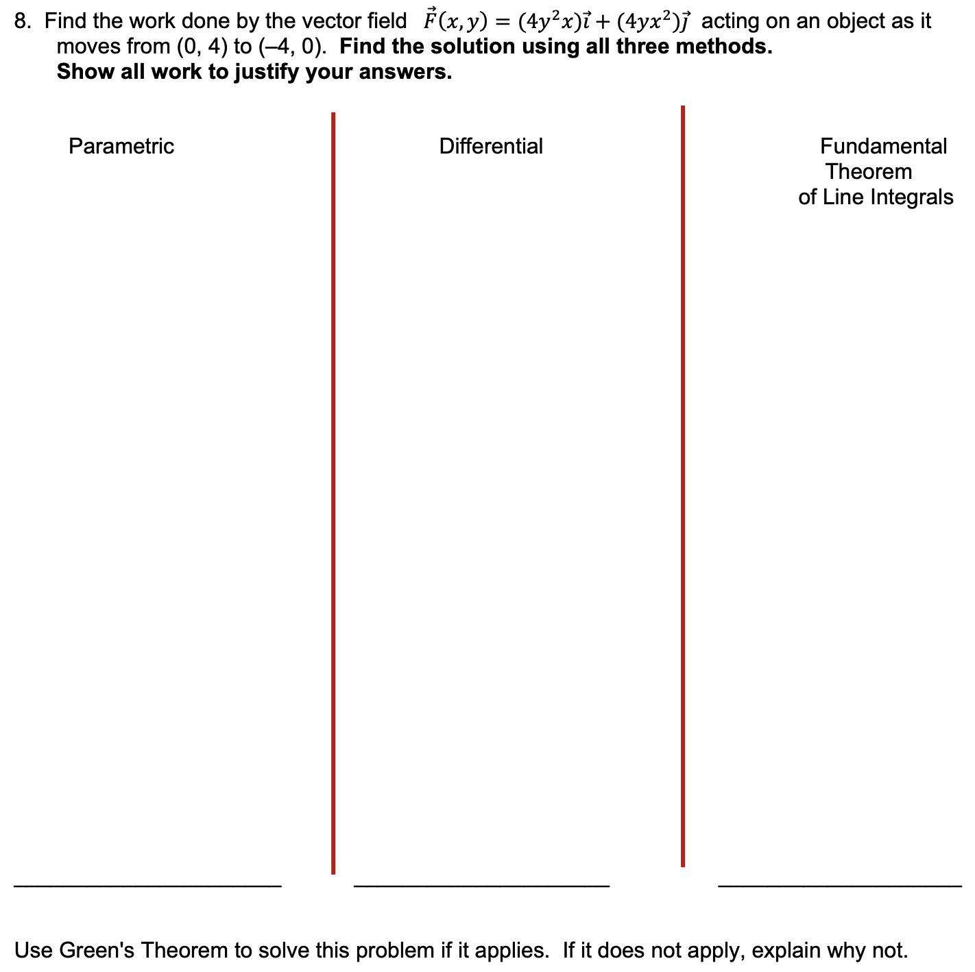Solved Find the work done by the vector field | Chegg.com