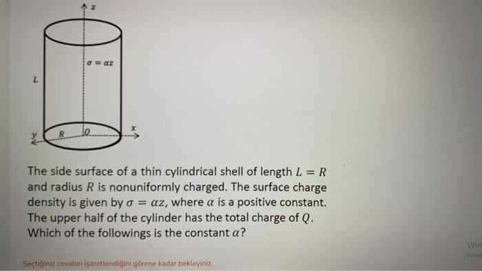 The side surface of a thin cylindrical shell of | Chegg.com