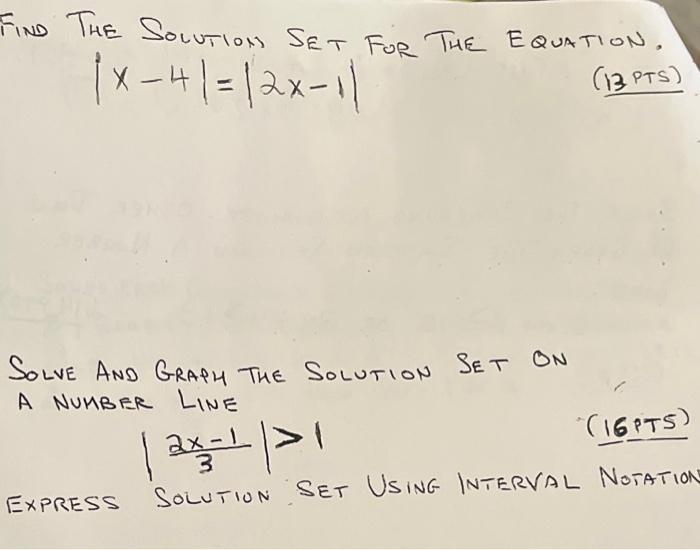 Solved Sonve And Grapu Solution Set on Number Line: | Chegg.com