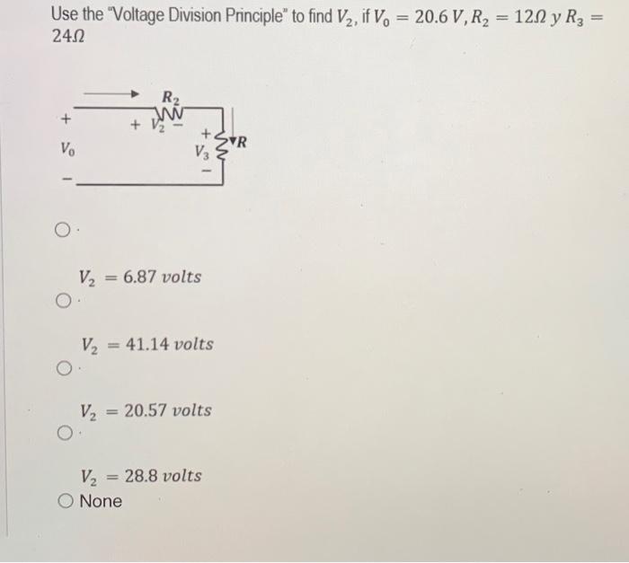Solved Use the "Voltage Division Principle" to find V2, if | Chegg.com
