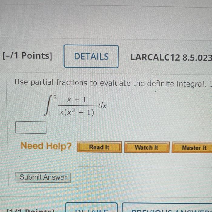 Solved Use partial fractions to evaluate the definite | Chegg.com