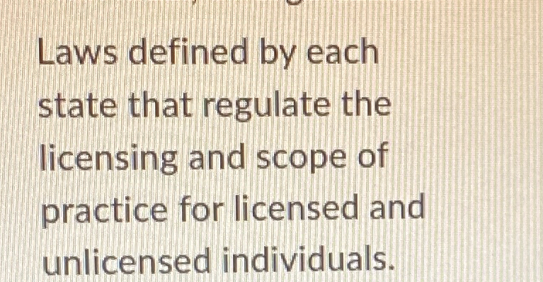 Solved Laws defined by each state that regulate the | Chegg.com
