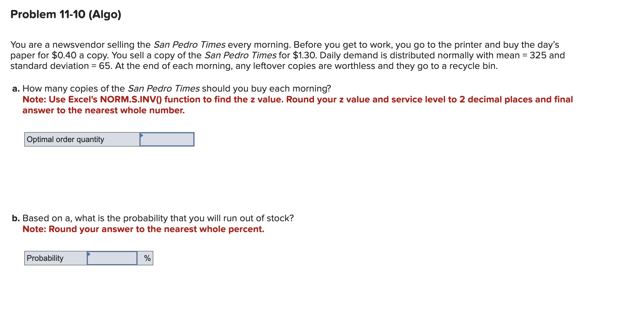 Solved Problem 11-10 (Algo)You are a newsvendor selling the | Chegg.com