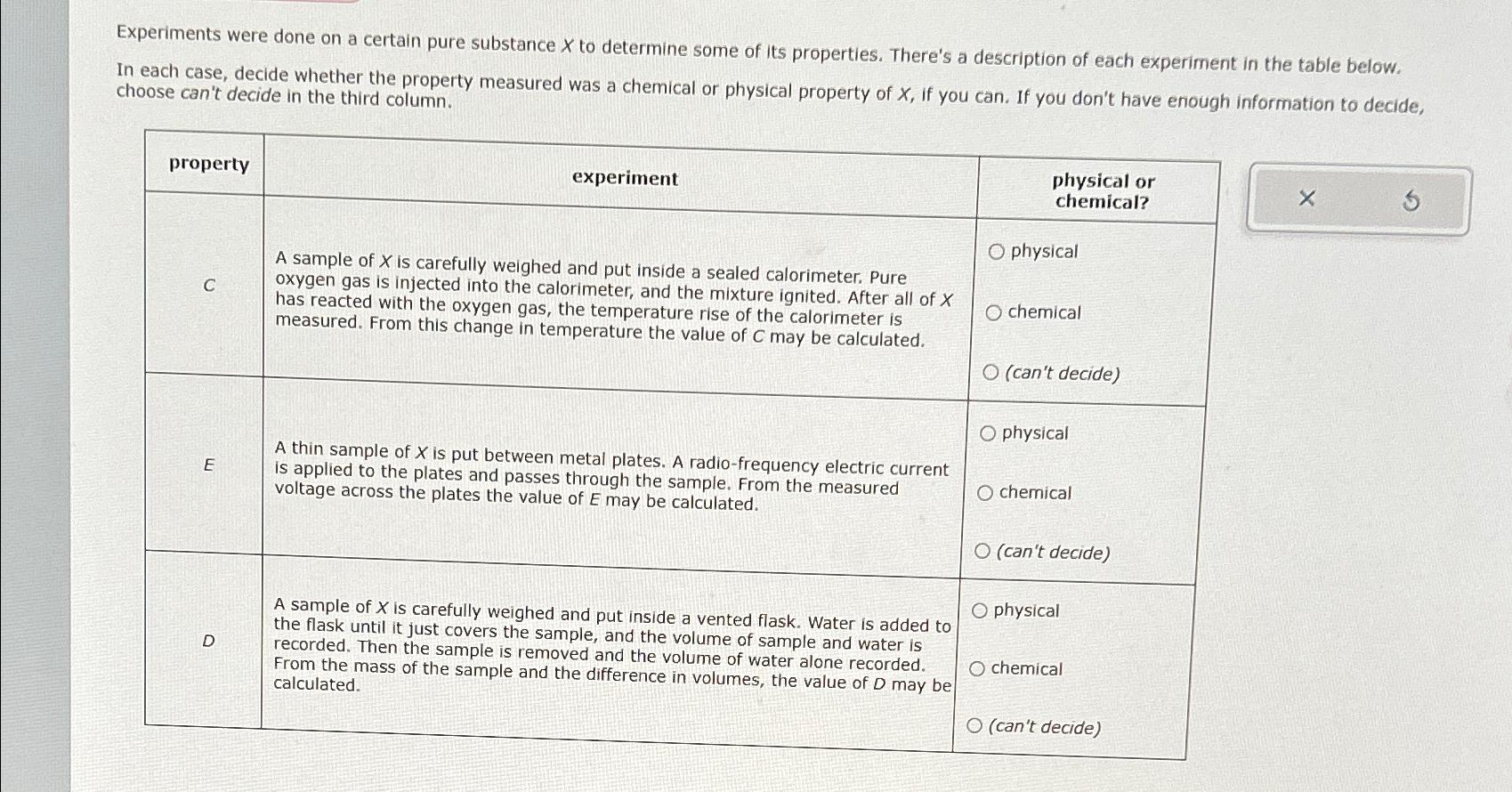 Solved Experiments were done on a certain pure substance x | Chegg.com