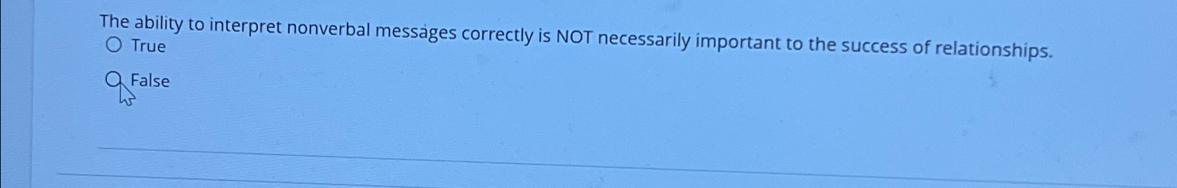 Solved The ability to interpret nonverbal messages correctly | Chegg.com