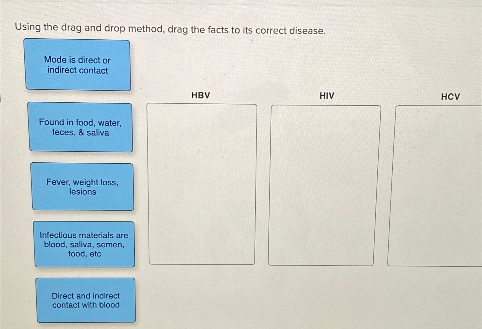Solved Using the drag and drop method, drag the facts to its | Chegg.com