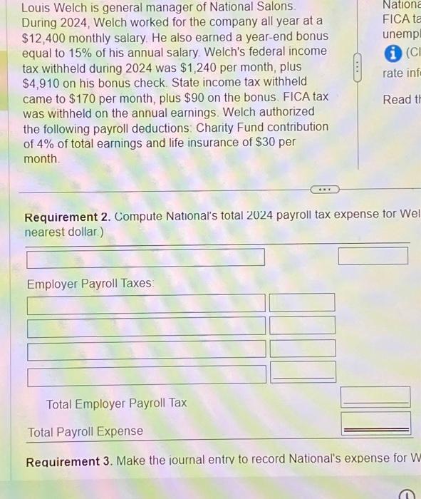 Solved Louis Welch is general manager of National Salons. | Chegg.com