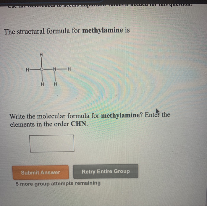Solved cucu Touquet The structural formula for methylamine | Chegg.com