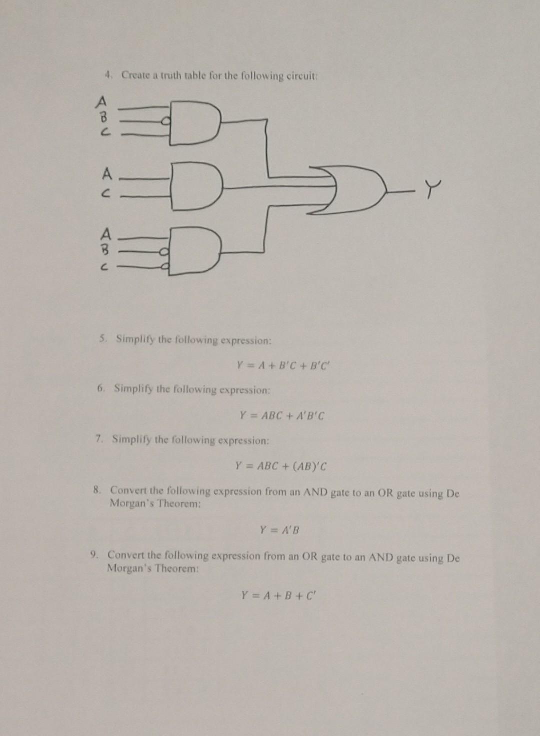 Solved 4. Create a truth table for the following circuit: 5. | Chegg.com