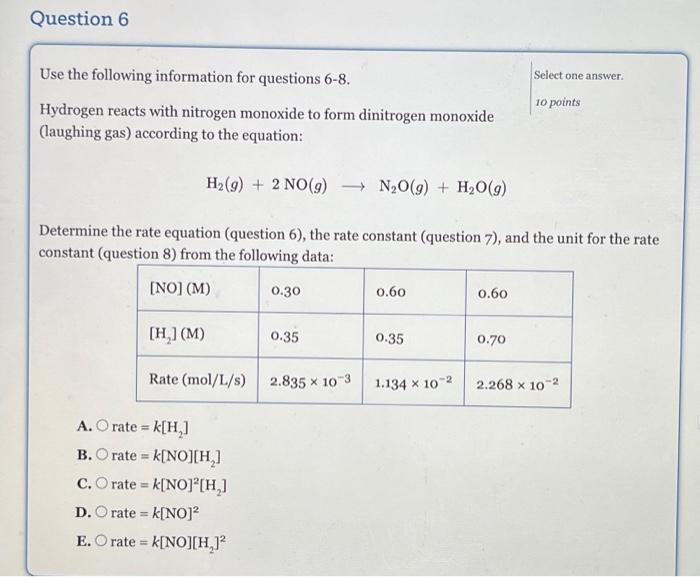 Solved Use the following information for questions 6-8. | Chegg.com