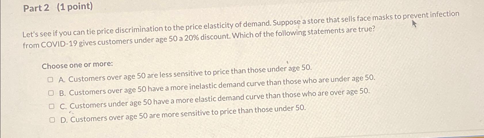 Solved Part 2 (1 ﻿point)Let's see if you can tie price | Chegg.com