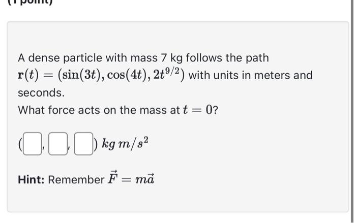 Solved A dense particle with mass 7 kg follows the path | Chegg.com