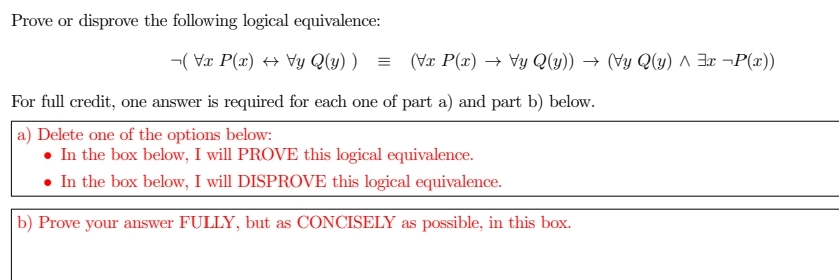 Solved Prove or disprove the following logical | Chegg.com