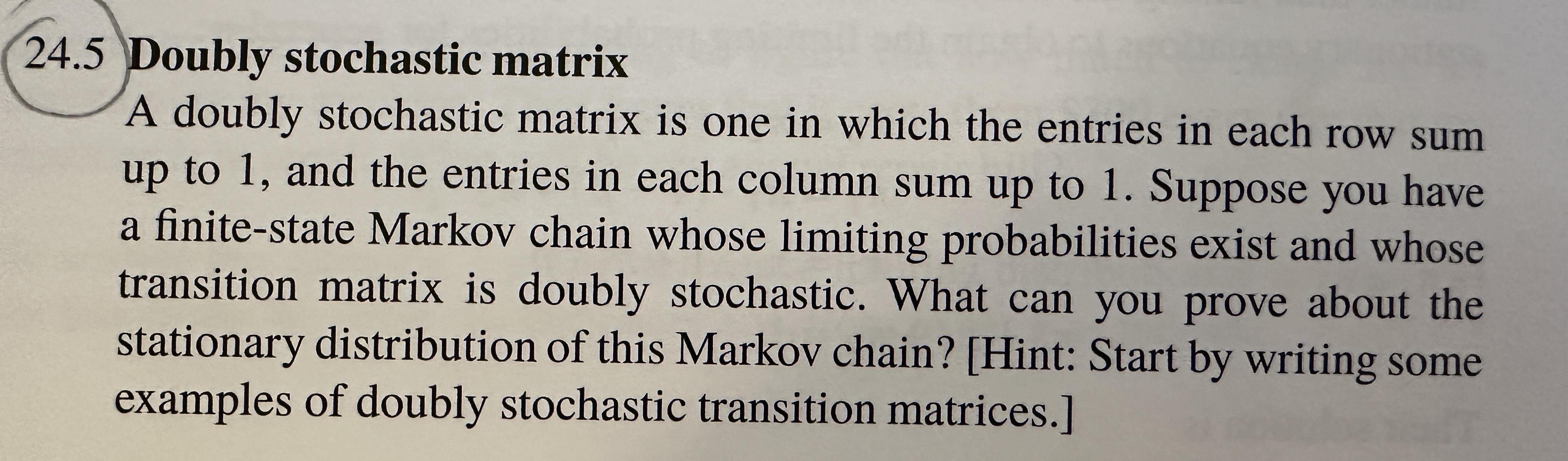 Solved 24.5 ﻿Doubly stochastic matrixA doubly stochastic | Chegg.com