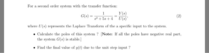 Solved For a second order system with the transfer | Chegg.com