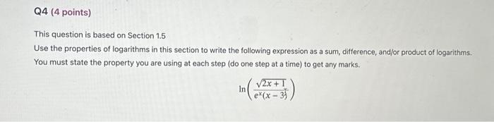 Solved Use the properties of logarithms in this section to | Chegg.com