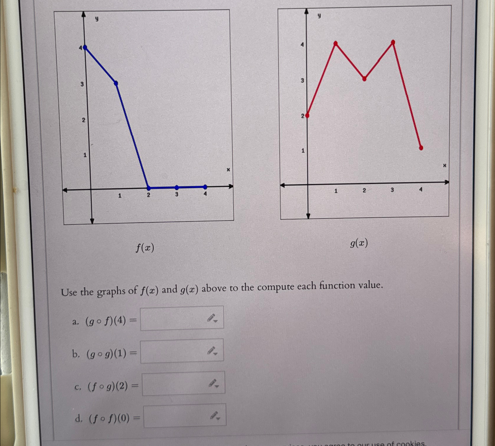 Solved f(x)g(x)Use the graphs of f(x) ﻿and g(x) ﻿above to | Chegg.com