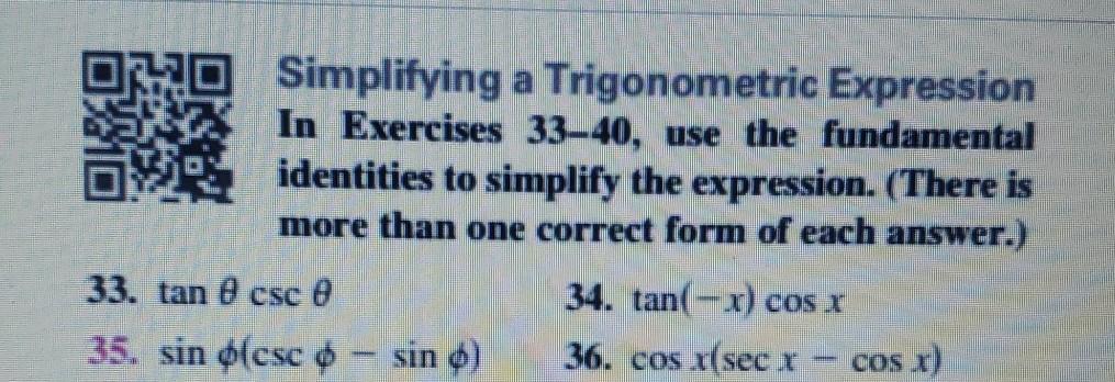 Solved Simplifying a Trigonometric Expression In Exercises | Chegg.com