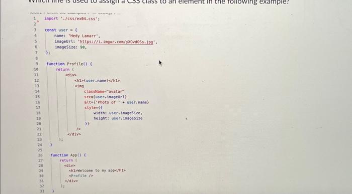 Solved 1. 2. 1. inport './Css/exo4.css'; 21+ const user =1 | Chegg.com