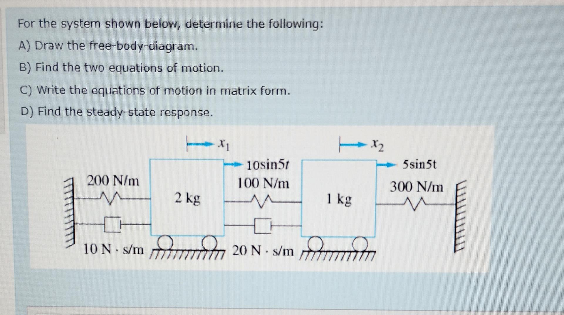 Solved For the system shown below, determine the | Chegg.com