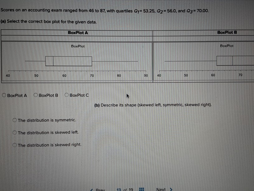 Solved Scores on an accounting exam ranged from 46 to 87, | Chegg.com