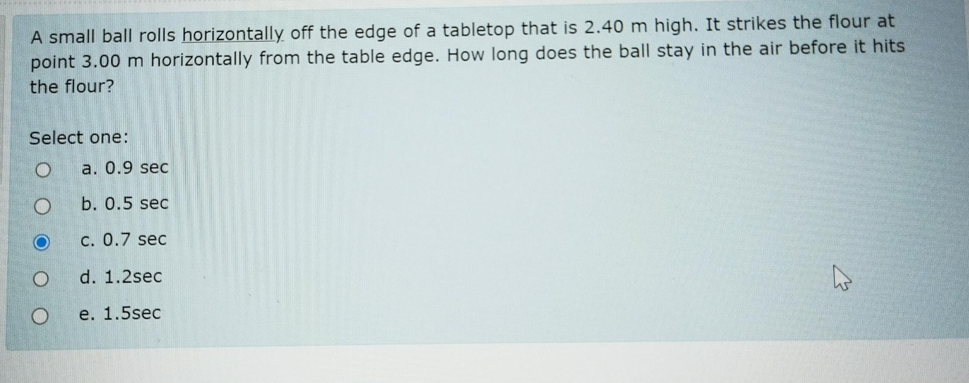 Solved A small ball rolls horizontally off the edge of a | Chegg.com