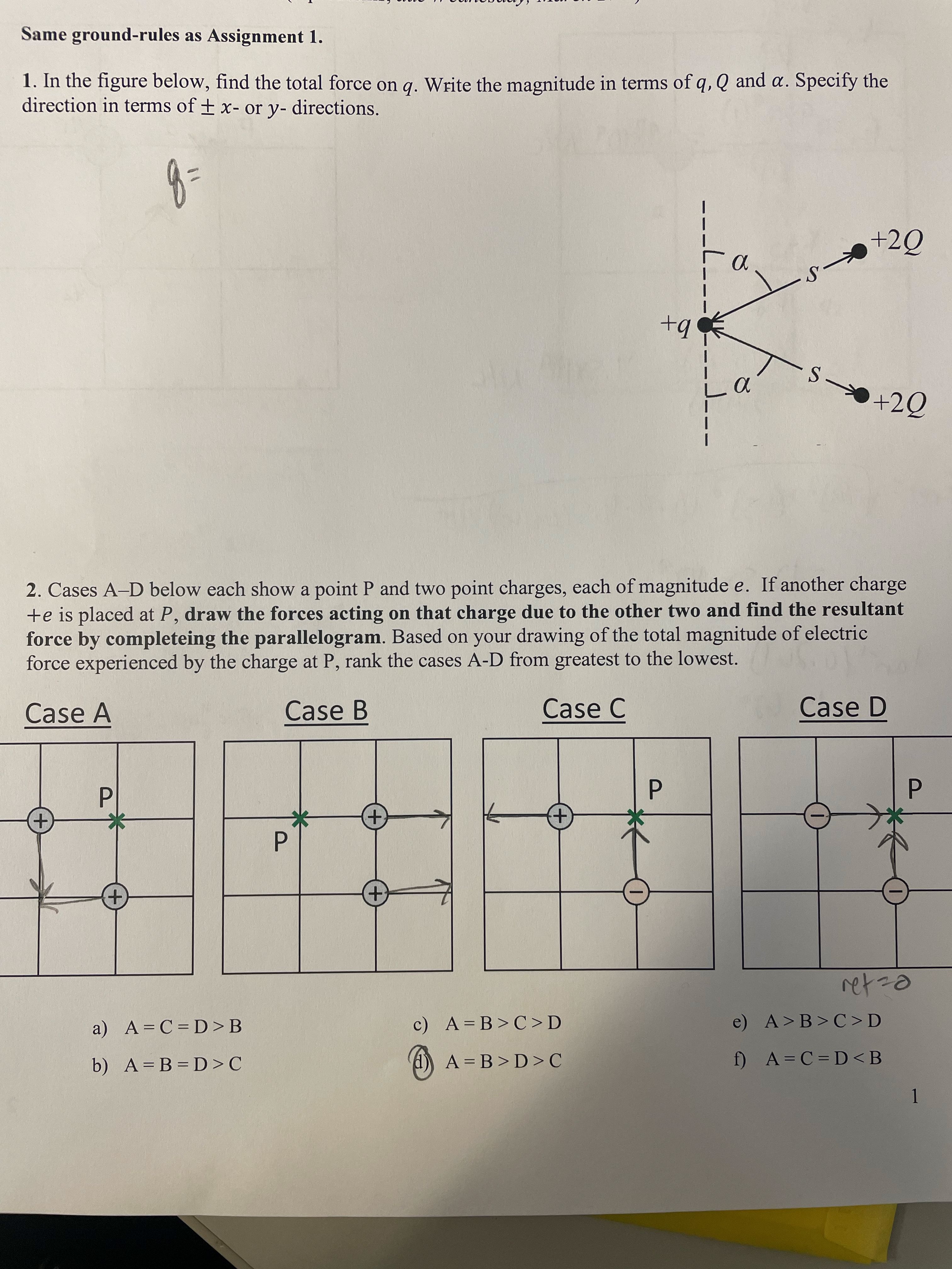 Solved In the figure below, find the total force on q. | Chegg.com