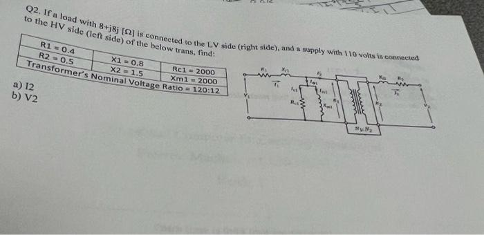 Solved Q2. If a load with 8+j8j[Ω] is connected to the LV | Chegg.com